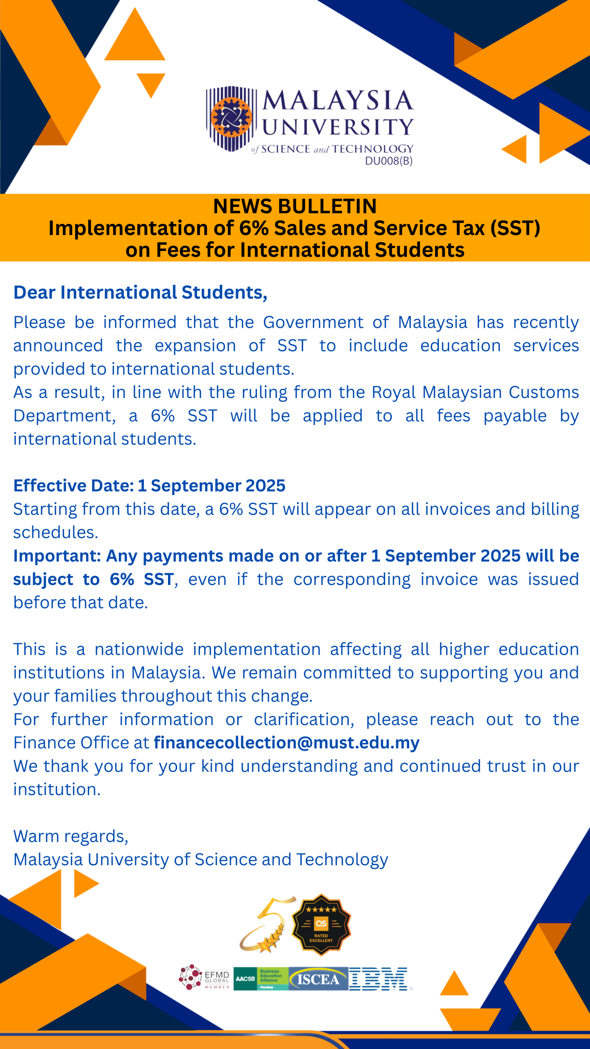 International Office Sales & Service Tax(SST) – MUST